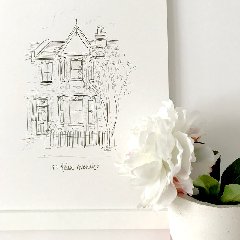 Hand Drawn House Portrait (Line Drawing) – Homemade House - Erin Rose ...