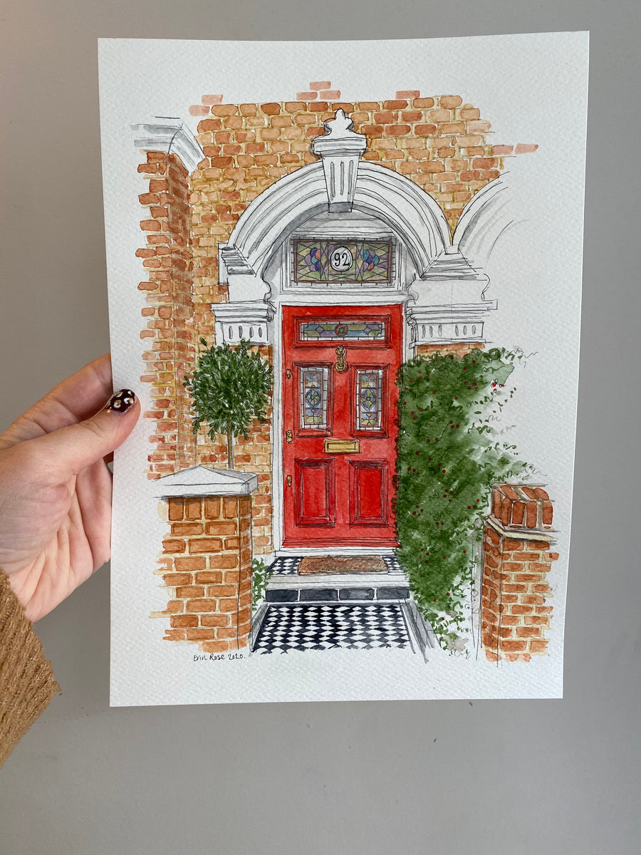 Hand Painted Front Door Illustration – Homemade House - Erin Rose ...