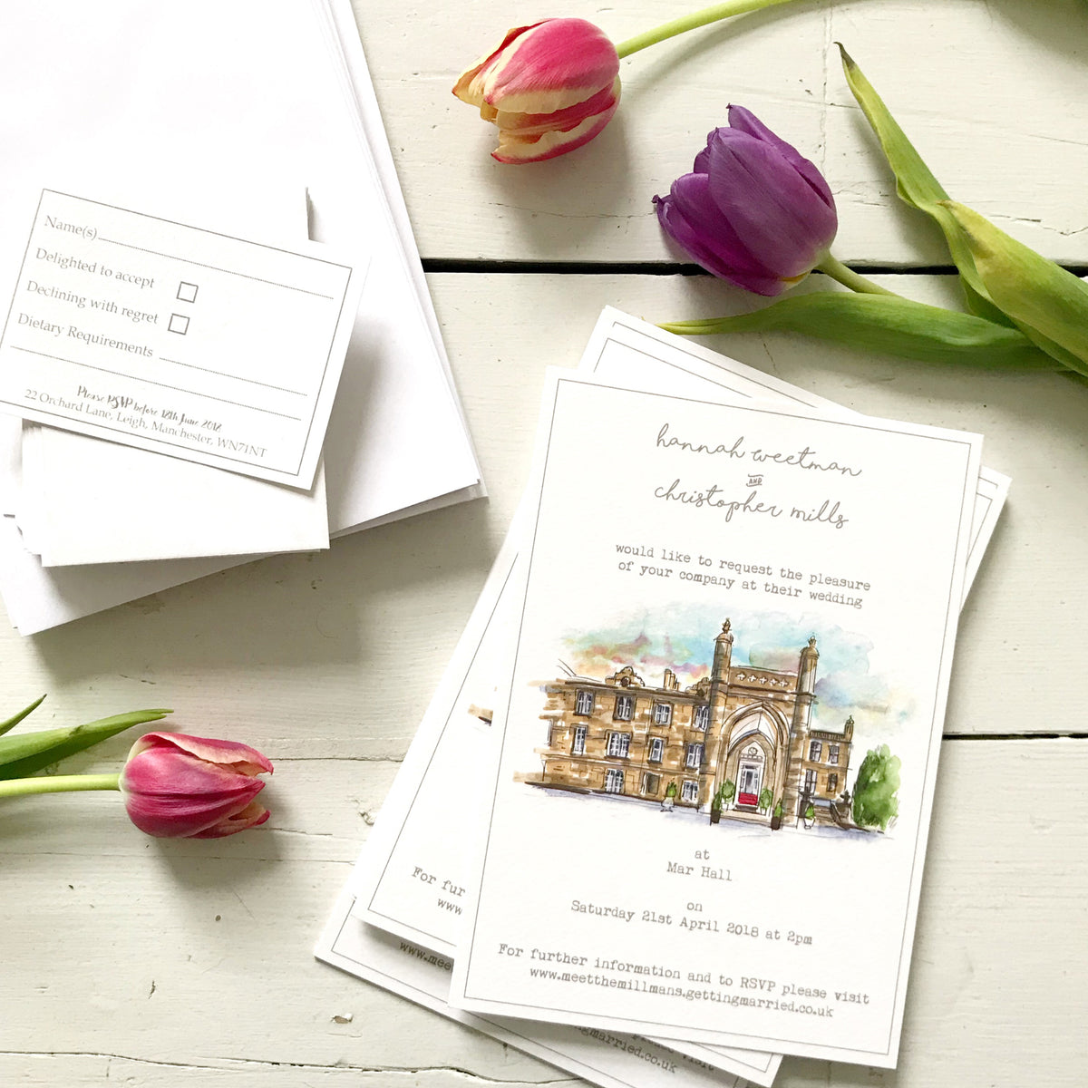 Personalised Wedding Venue Illustrated Invitations SAMPLE – Homemade ...